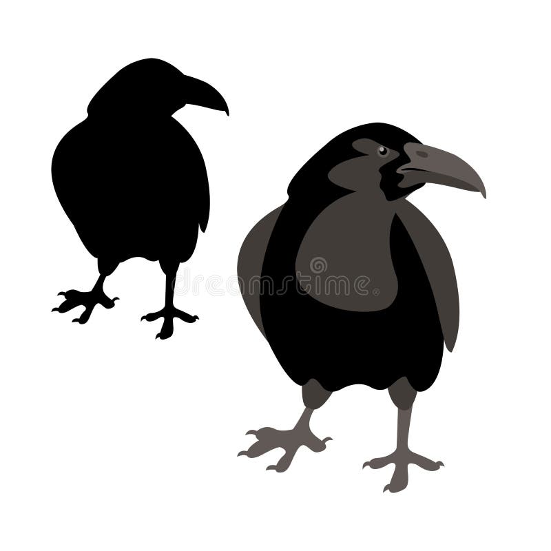 Estilo Del Ejemplo Del Vector Del Cuervo Plano Ilustración del Vector ...