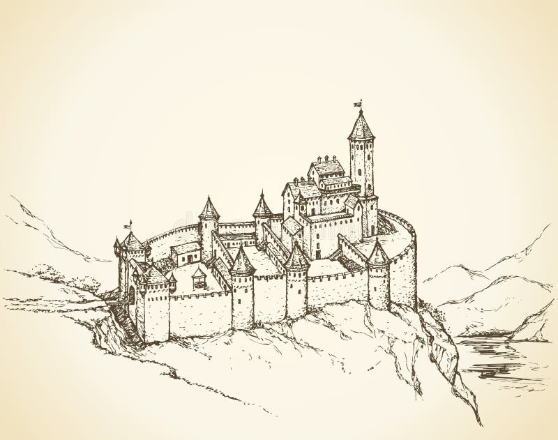 Estilo Del Románico Del Castillo Gráfico Del Vector Ilustración del ...