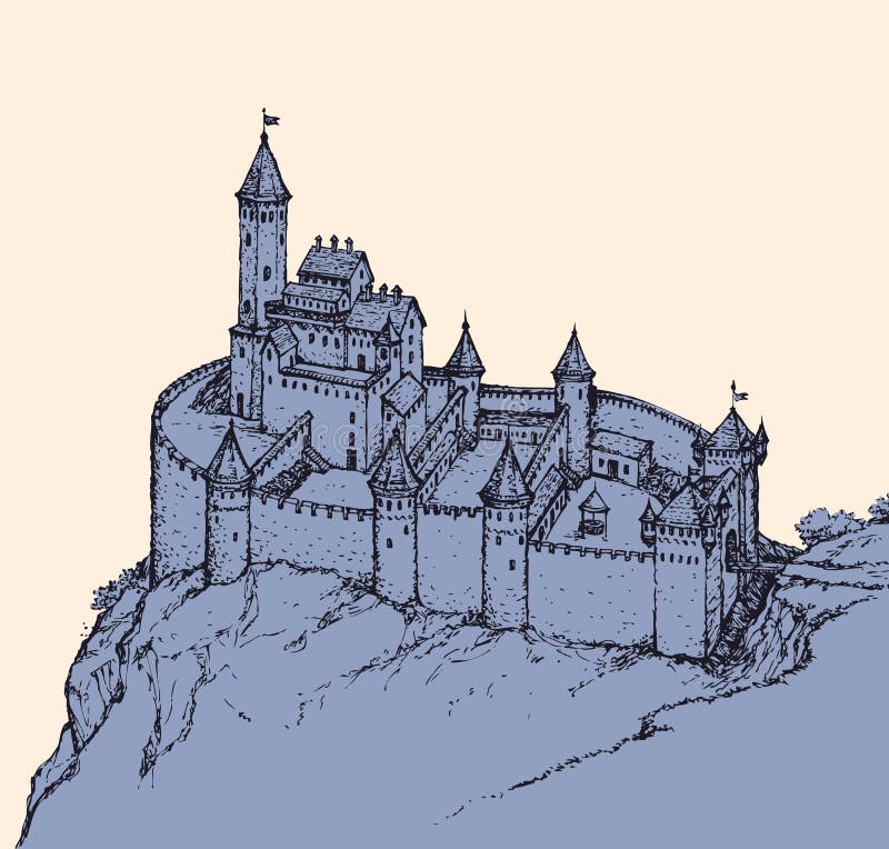 Estilo Del Románico Del Castillo Gráfico Del Vector Ilustración del ...