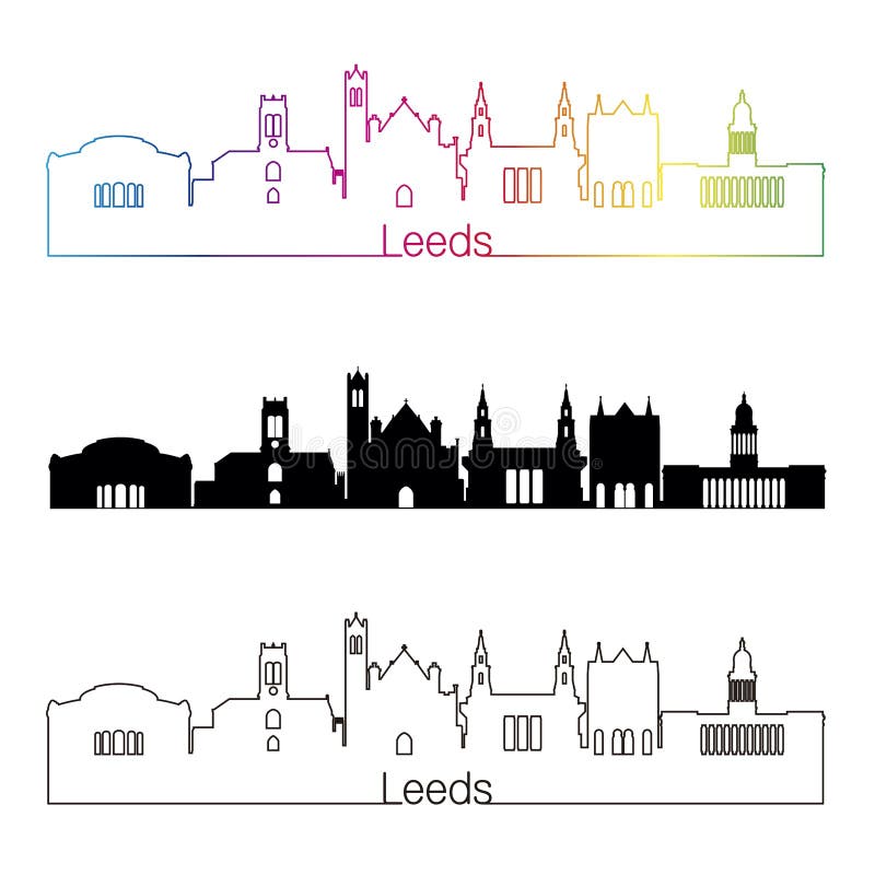 Estilo Linear Da Skyline De Leeds V2 Com Arco-íris Ilustração do Vetor ...