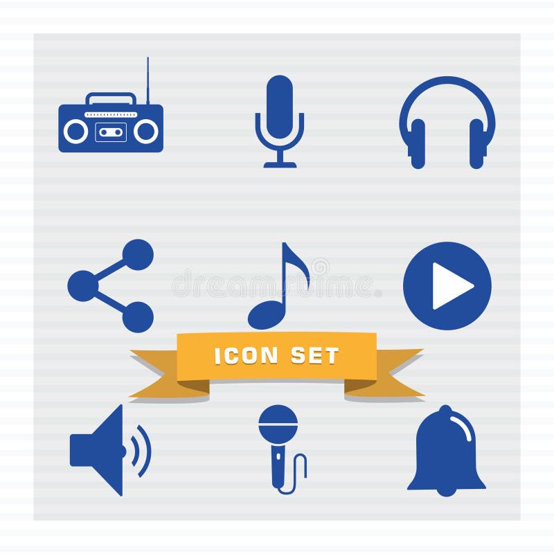 Estilo Plano Determinado Del Icono Musical Ilustración del Vector ...