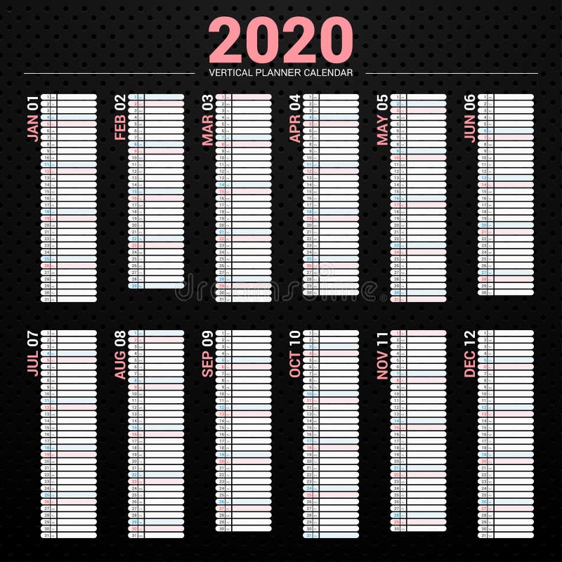 El Estilo Sencillo 2020 Del Planificador Del Calendario. Diseño ...