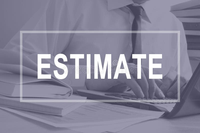 Estimate Concept. Man Working with Laptop. Assessment. Stock Image ...