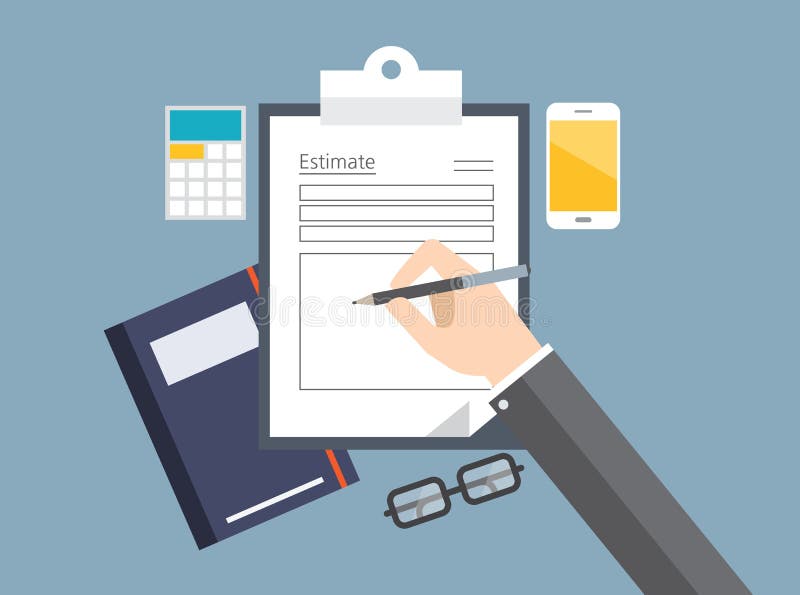 Estimate Hand Concept Flat Design Stock Vector - Illustration of datum ...