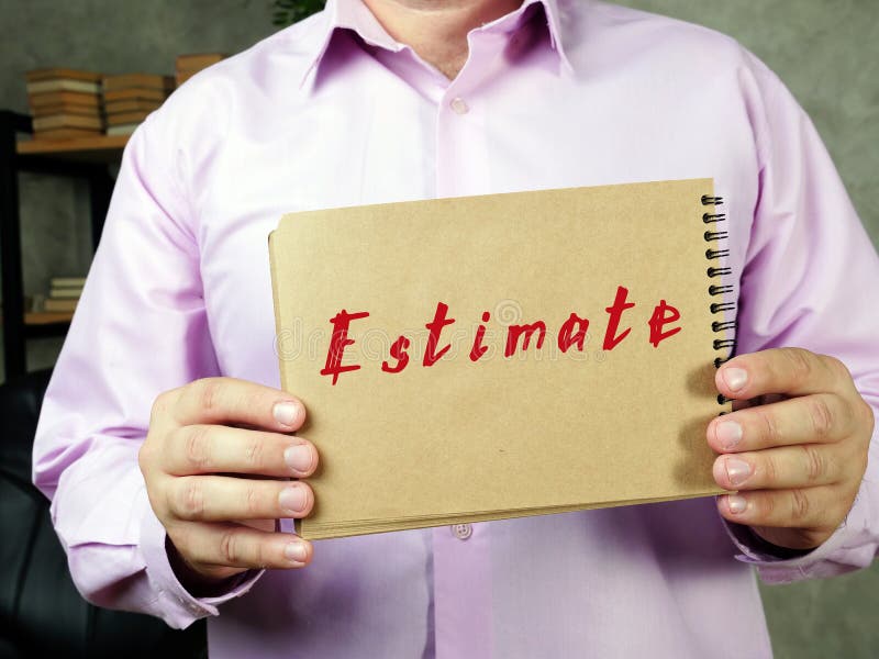 Estimate sign on the sheet stock image. Image of estate - 201815403