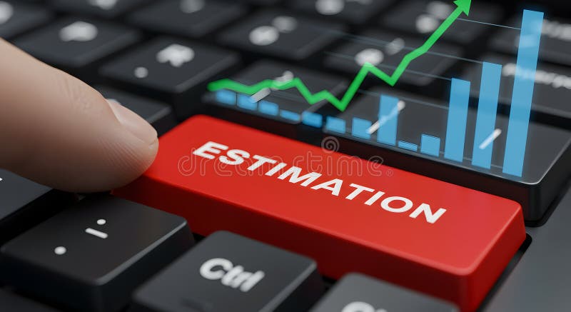 Estimation Button on Keyboard with Growth Chart for Financial Forecast ...