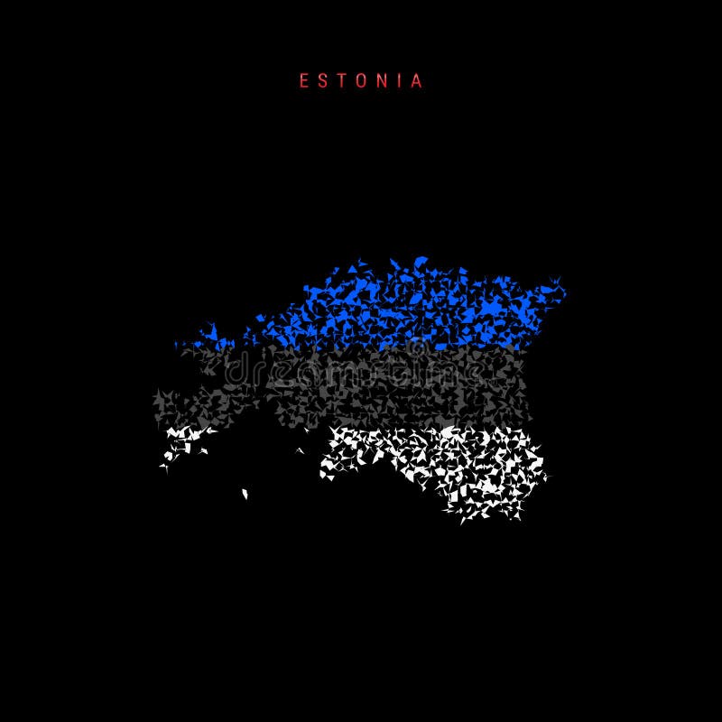 Estonia Flag Map, Chaotic Particles Pattern in the Estonian Flag Colors ...