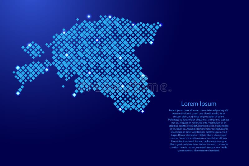 Estonia Map from Blue Pattern Rhombuses of Different Sizes and Glowing ...