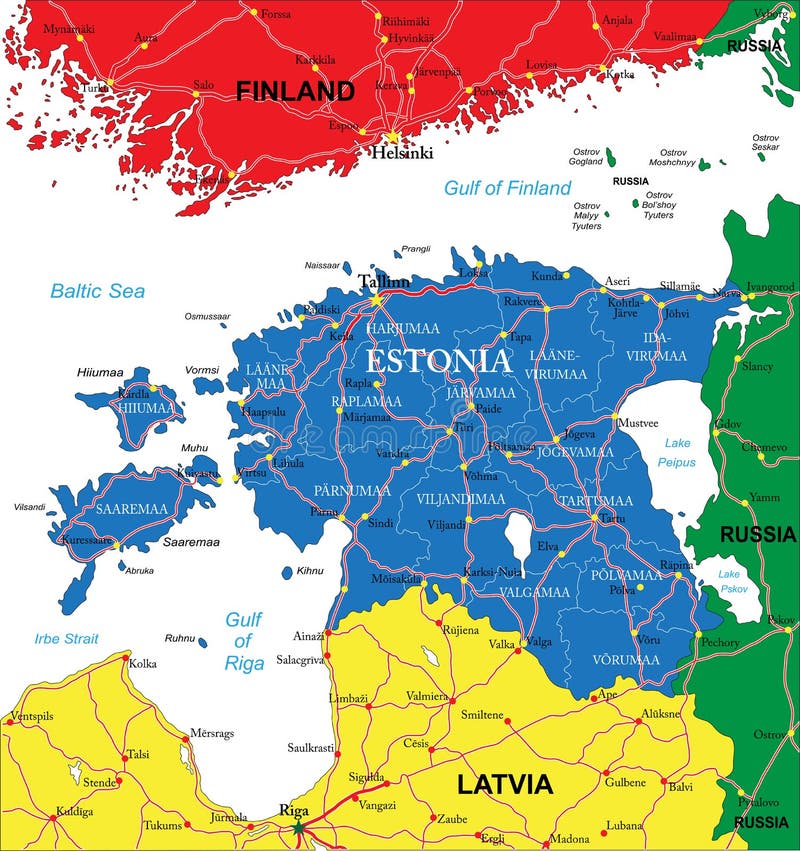 Estonia map stock vector. Illustration of city, silhouette - 38992580