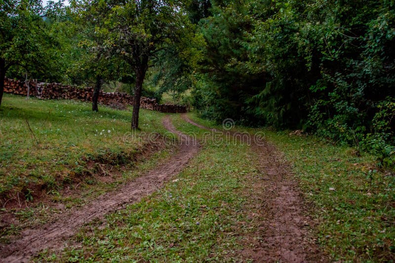 Estrada Rural Enlameada, Paisagem Do Outono, Estradas Transversaas ...