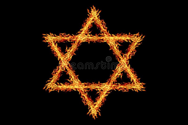 Estrela De David Do Fogo Isolada No Preto Foto de Stock - Imagem de ...