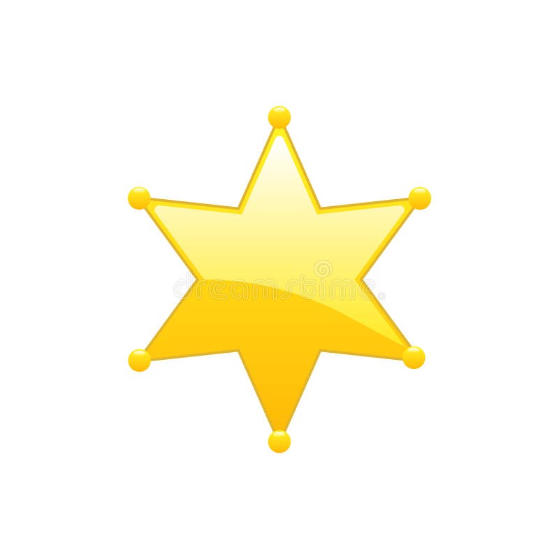 Estrella De Alguacil Dorada En Blanco Aislada Sobre Fondo Blanco Vector ...