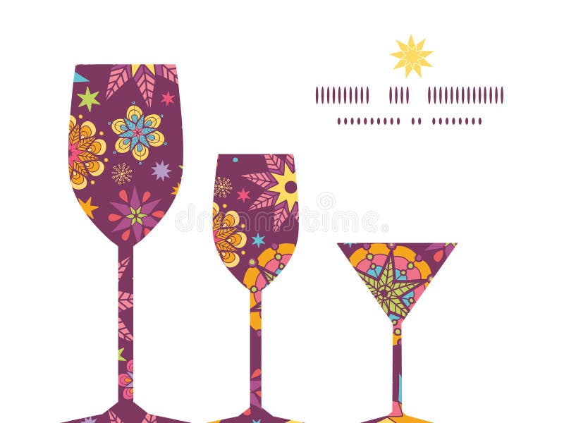 Estrellas Coloridas Del Vector Tres Copas De Vino Ilustración del ...