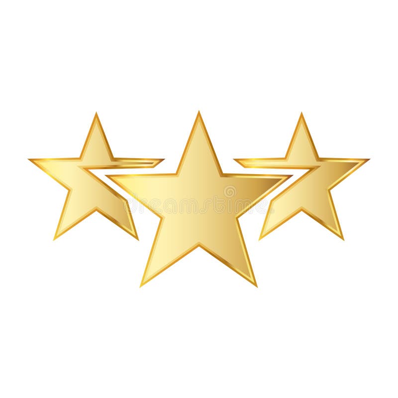 Tres Estrellas De Oro. Iconos De La Estrella En El Fondo Blanco ...