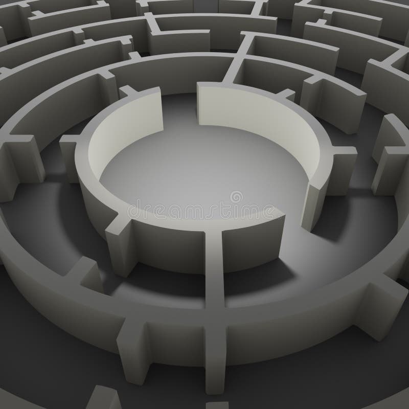 Estructura Circular Del Laberinto Stock de ilustración - Ilustración de ...