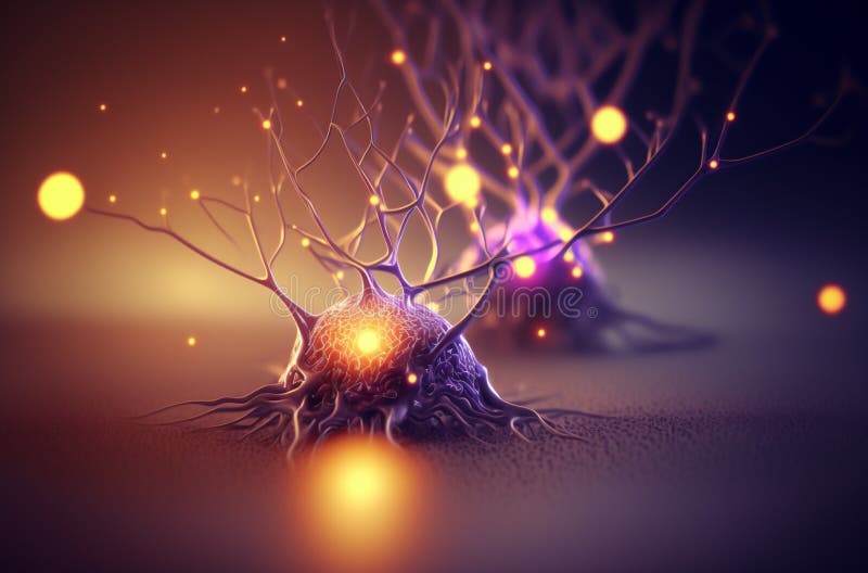 Estructura De Neuronas Iluminadas Con Conexiones Ramificadas Stock de ...