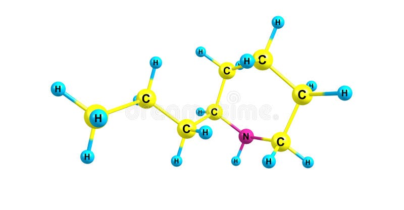 Estructura Molecular De Coniine Aislada En Blanco Stock de ilustración ...
