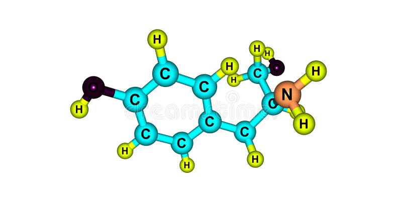 Estructura Molecular Del Tirosol Aislada En Blanco Stock de ilustración ...