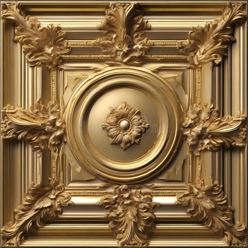 Estrutura De Teto Interior De Design Dourada Ilustração Stock ...
