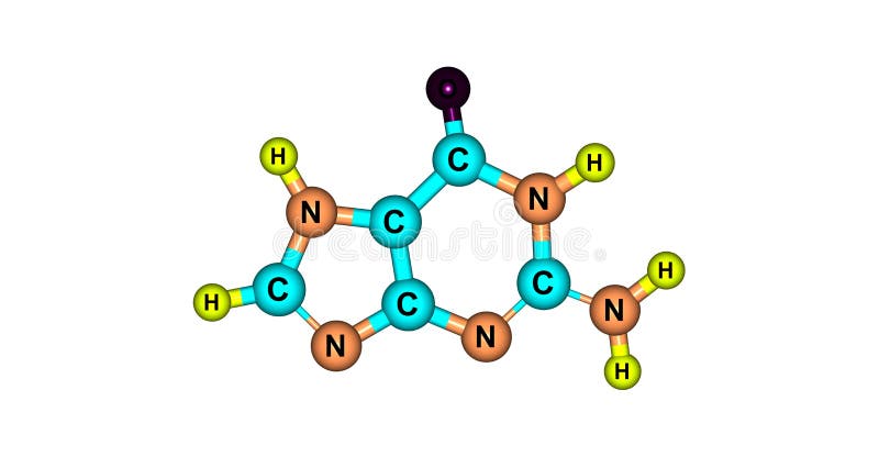 Estrutura Molecular Da Guanina Isolada No Branco Ilustração Stock ...