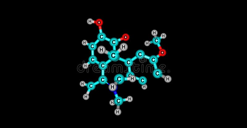 Estrutura Molecular De Dihydrocodeine Isolada No Preto Ilustração Stock ...