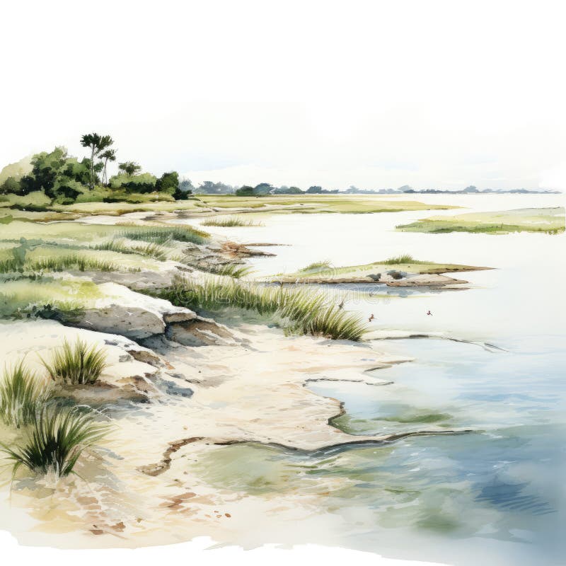 Estuary stock illustration. Illustration of impressionist - 328677093