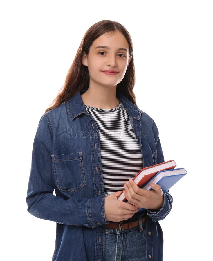 Estudante Adolescente Com Laptop E Mochila Em Fundo Branco Imagem de ...