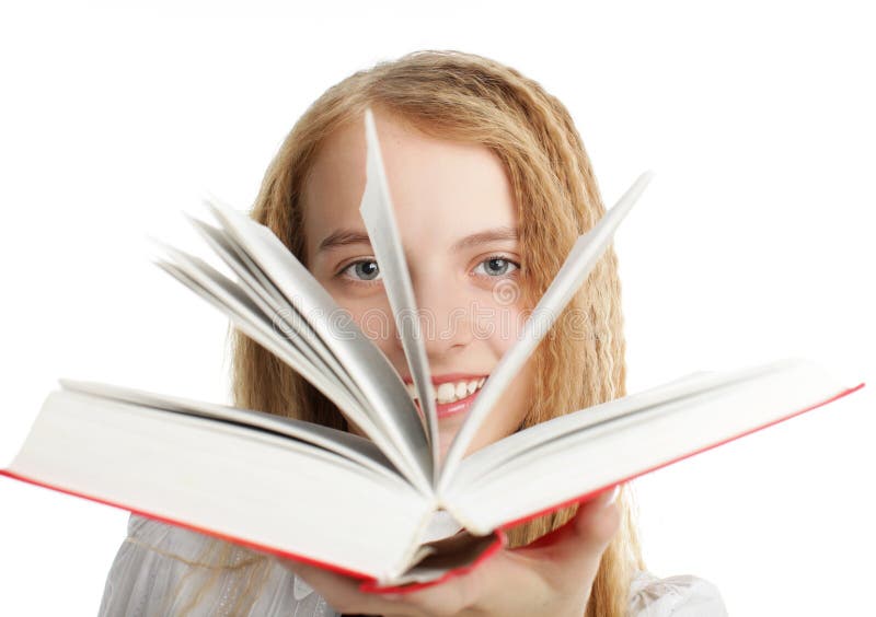 Estudante com livro foto de stock. Imagem de meninas - 12901228