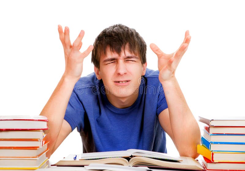 Estudiante preocupado imagen de archivo. Imagen de aislado - 28251541