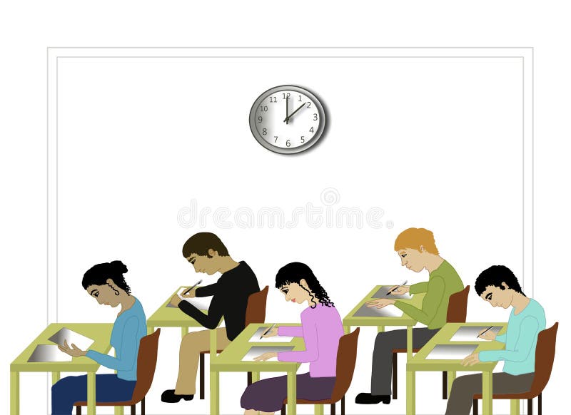 Estudiantes Que Toman Un Examen Stock de ilustración - Ilustración de ...