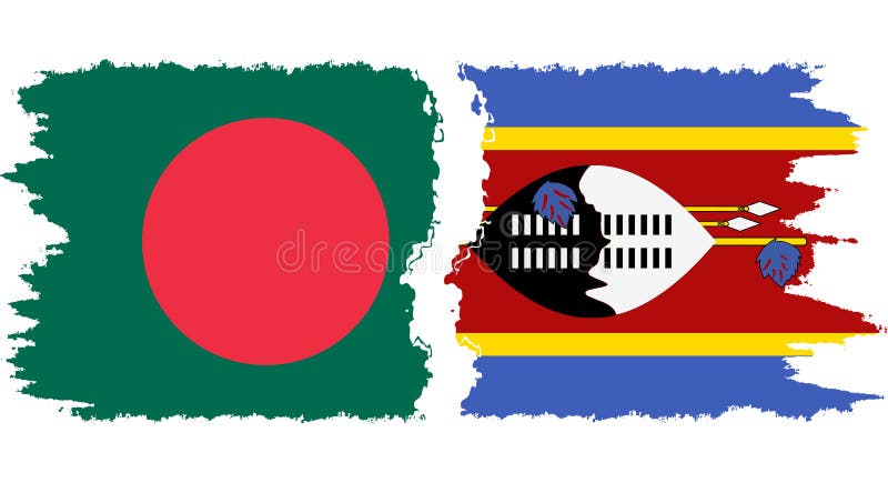 ESwatini and Bangladesh Grunge Flags Connection Vector Stock Vector ...