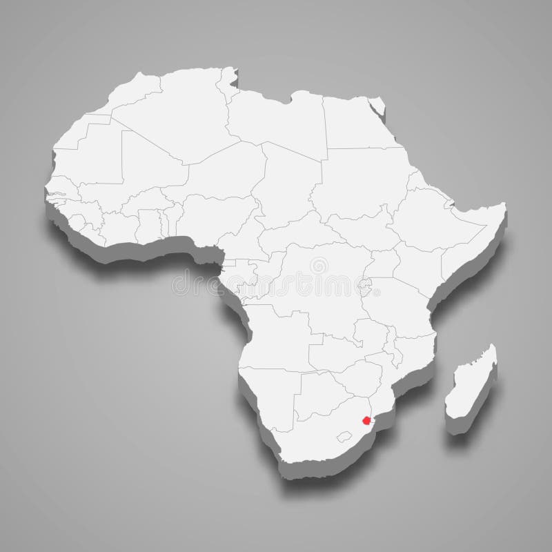 Eswatini Country Location Within Africa 3d Map Stock Vector