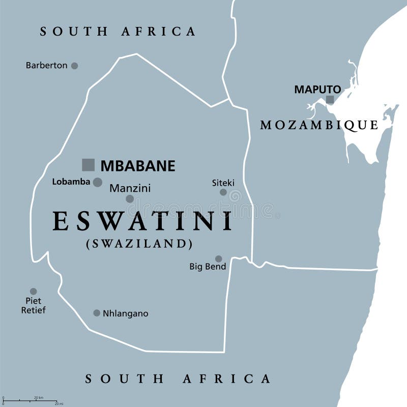 Eswatini, Formerly Named Swaziland, Political Map Stock Vector ...