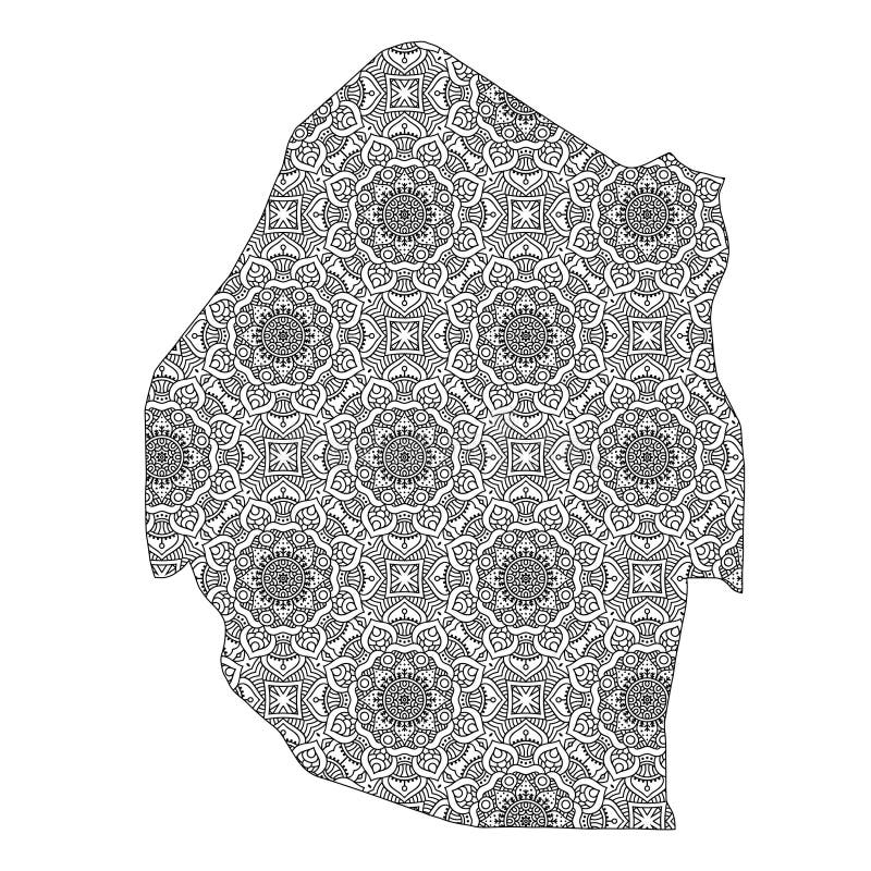 Eswatini Map with Mandala Design Stock Vector - Illustration of border ...