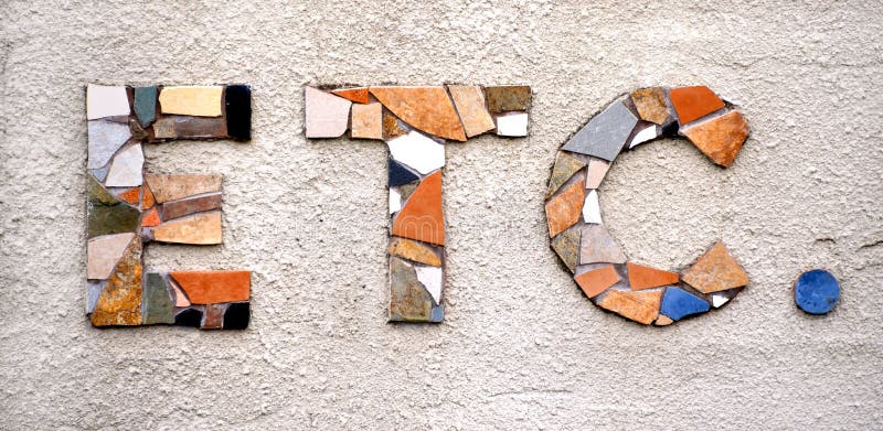 Et Cetera Spelled with Pieces of Tile Stock Image - Image of concrete ...