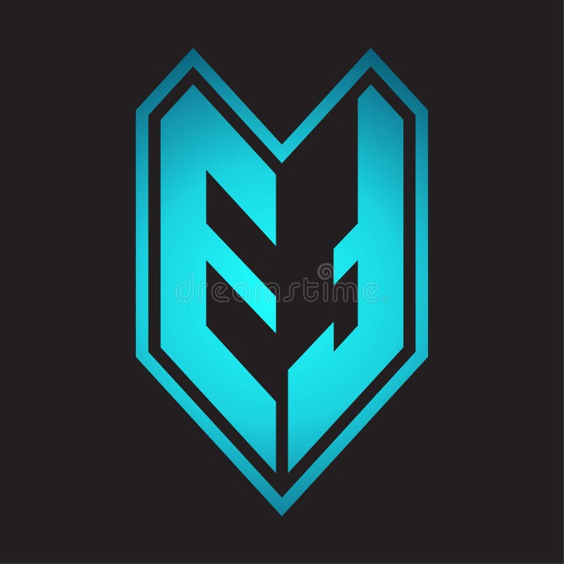 ET Logo Monogram with Emblem Line Style Isolated on Blue Gradient ...