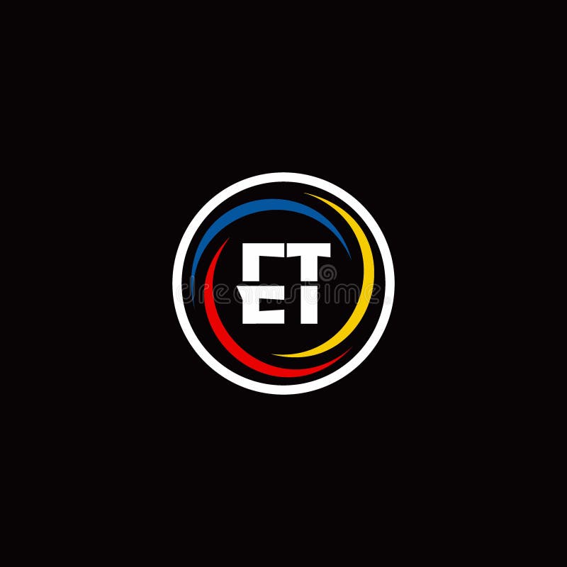ET Monogram Logo Isolated on Circle Shape with 3 Slash Colors Rounded ...