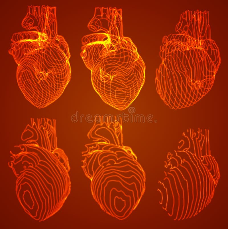 Et of Vector Outlines in the Form of a Hear Stock Vector - Illustration ...