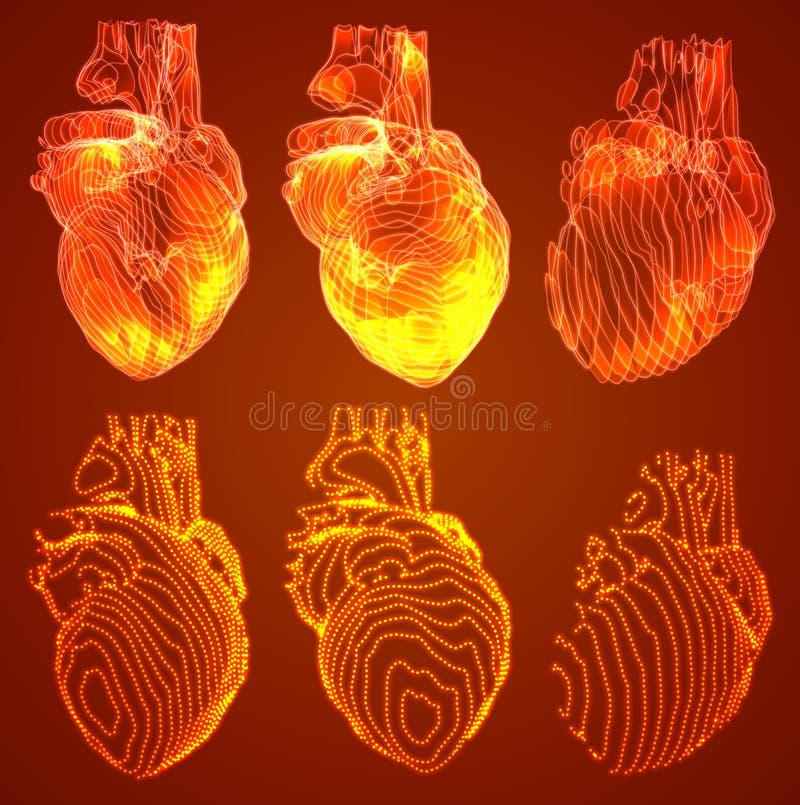 Et of Vector Outlines in the Form of a Hear Stock Vector - Illustration ...