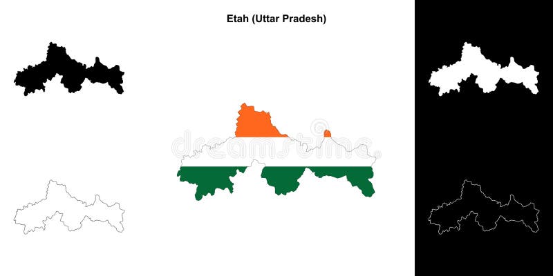 Etah outline map stock illustration. Illustration of uttar - 368886310