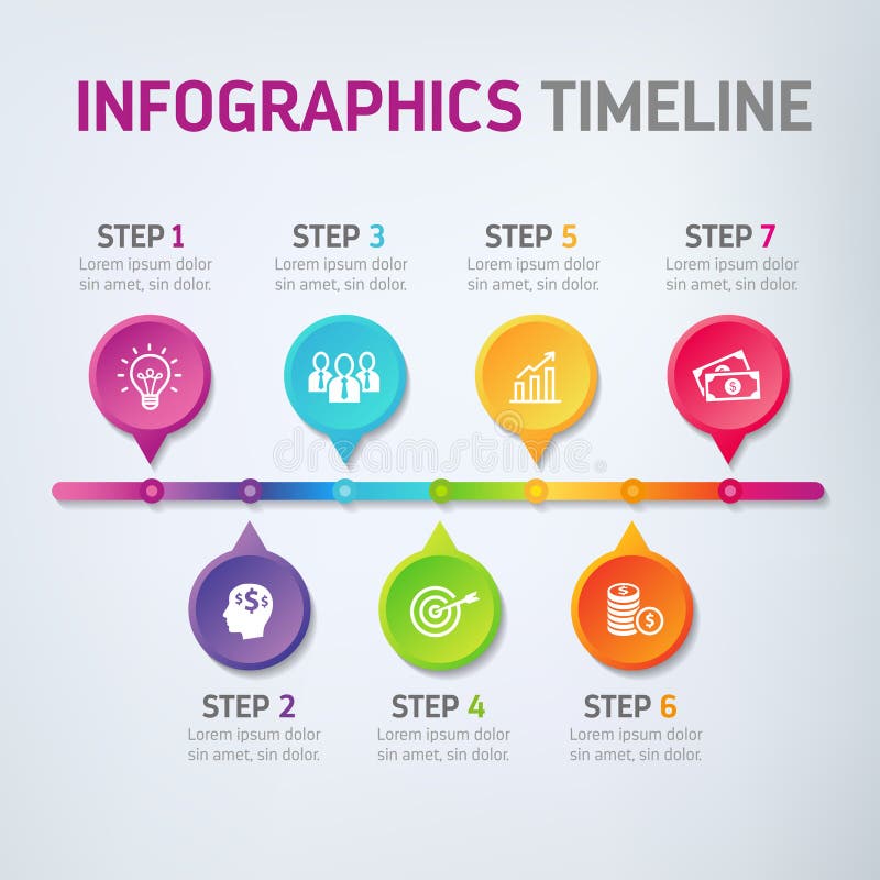 7 etapas Infographics ilustração do vetor. Ilustração de projeto ...