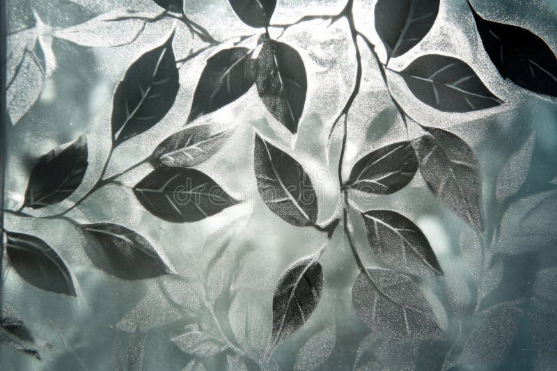 Etched Glass Window with Leaf Design Stock Illustration - Illustration ...