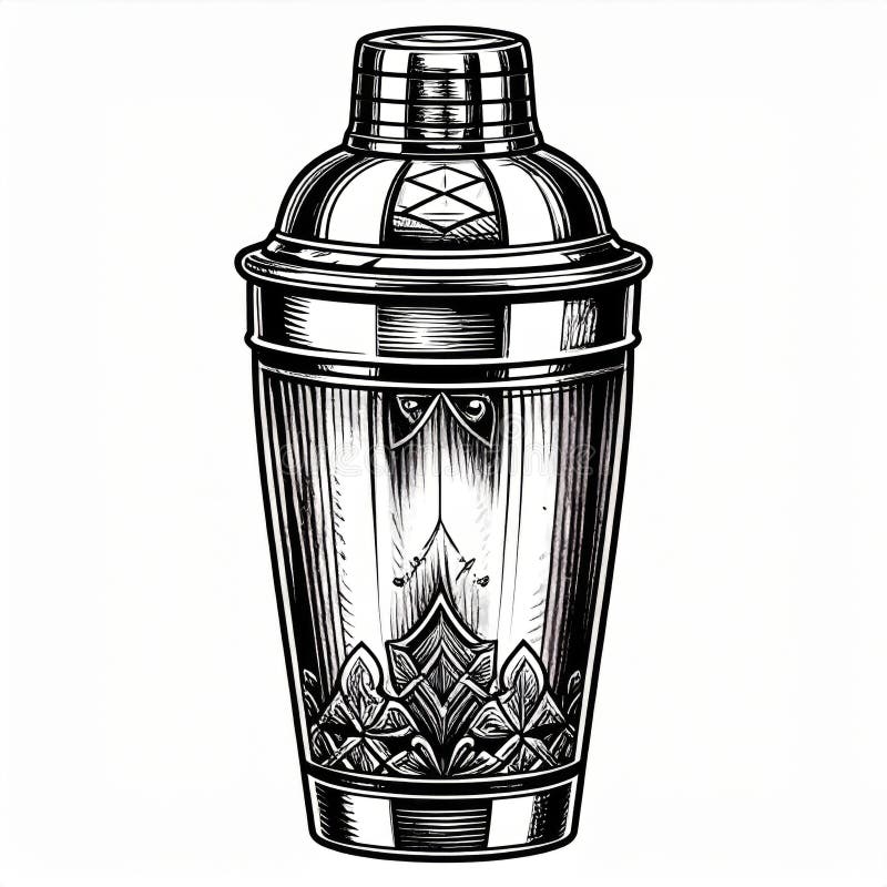 Etched Metal Cocktail Shaker Illustration Stock Illustration ...