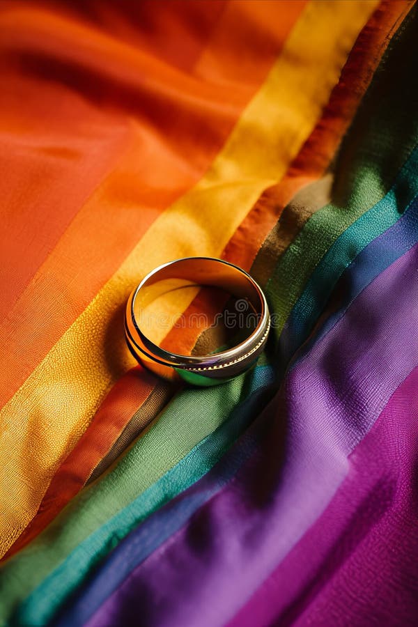 Eternal Commitment: Ring Resting on Pride Colors Stock Illustration ...
