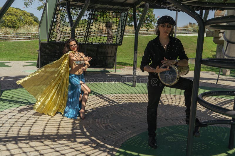 Eternal Dance: Arab Dancer and Darbuka Player in a Golden Forest Stock ...