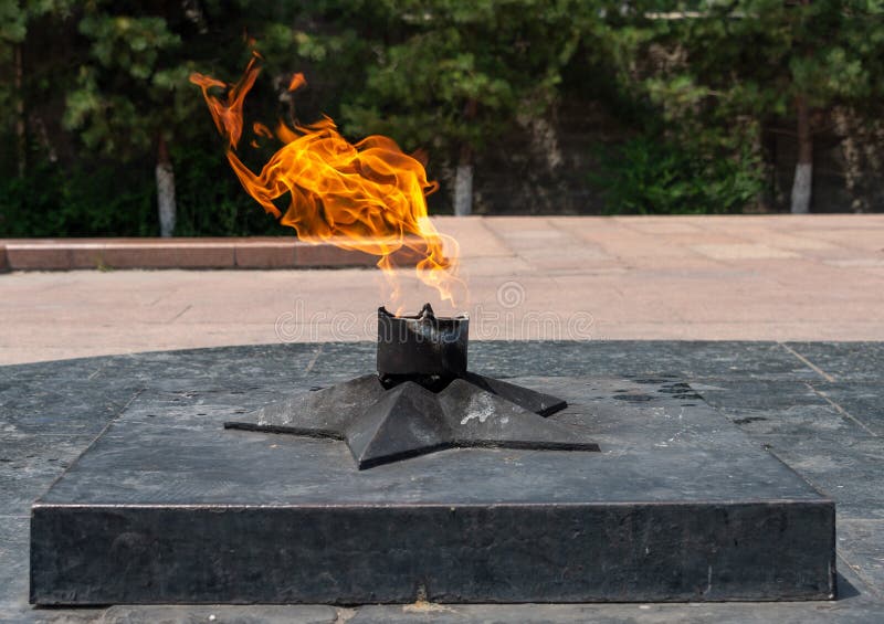 Eternal Flame Near the Monument Stock Image - Image of cemetery ...