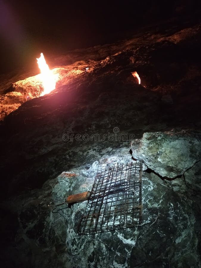 Eternal Fire in Yanartas Olympos Turkey Stock Photo - Image of ...