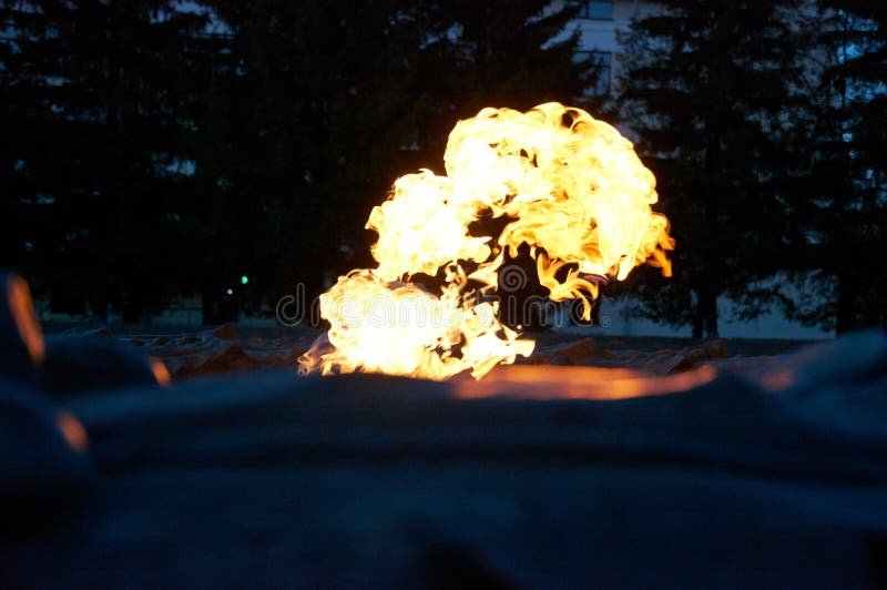 Eternal Flame. Flame in the Dark Editorial Stock Image - Image of ...
