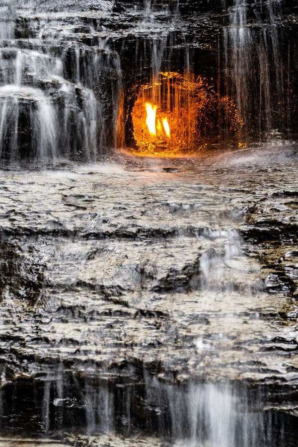 Eternal Flame Falls in Shale Creek Preserve Stock Photo - Image of ... Eternal Flame Falls in Shale Creek Preserve Stock Photo - Image of ...