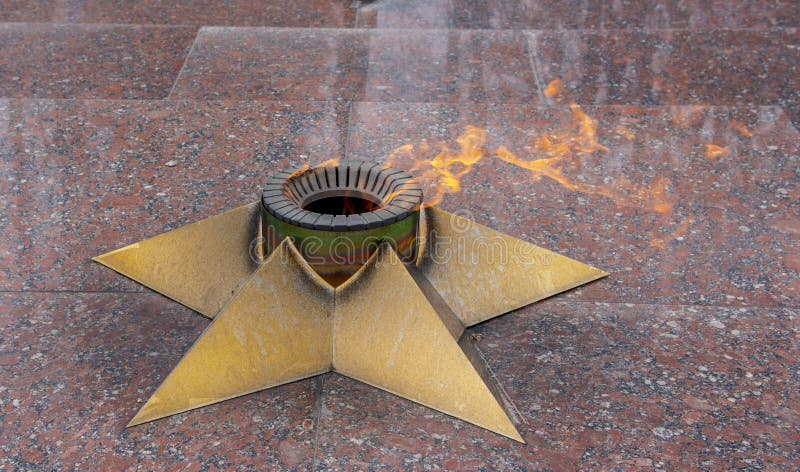 Eternal Flame in the Shape of a Star in a Provincial Town. Editorial ...